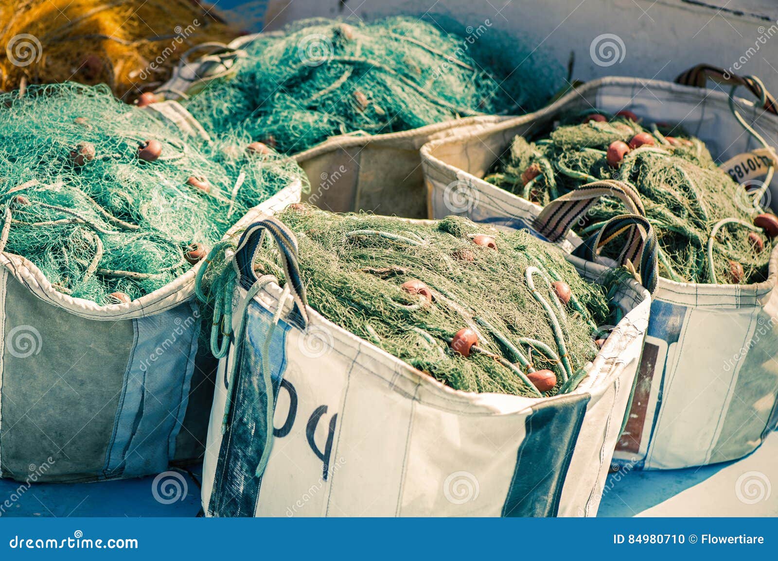 Fishing Net in a Fishing Boat Stock Photo - Image of utensils, water ...
