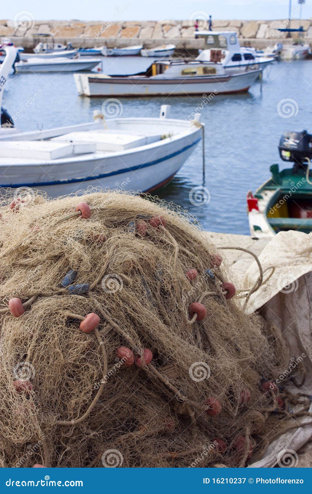 Fishing Net and Fishing Boats Stock Image - Image of nylon, fazana ...