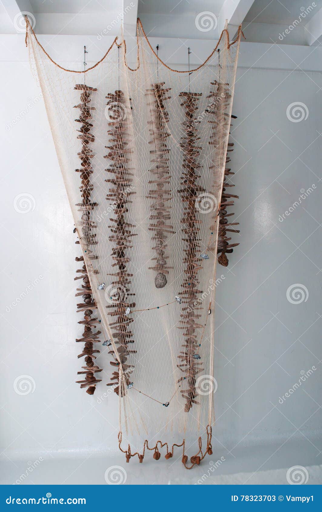 Fishing Net Hanging on the Wall Stock Image - Image of grid, float ...