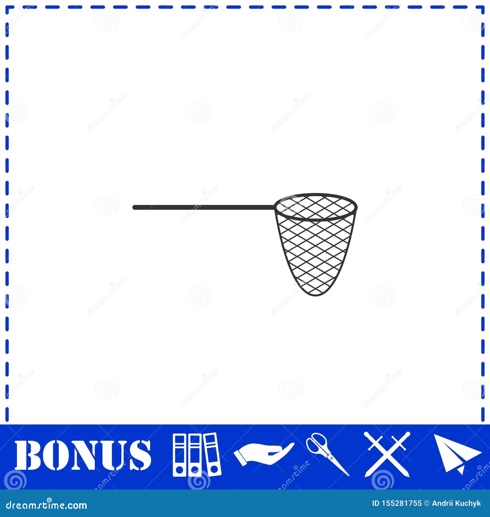 Fishing net icon flat stock vector. Illustration of hobby - 155281755