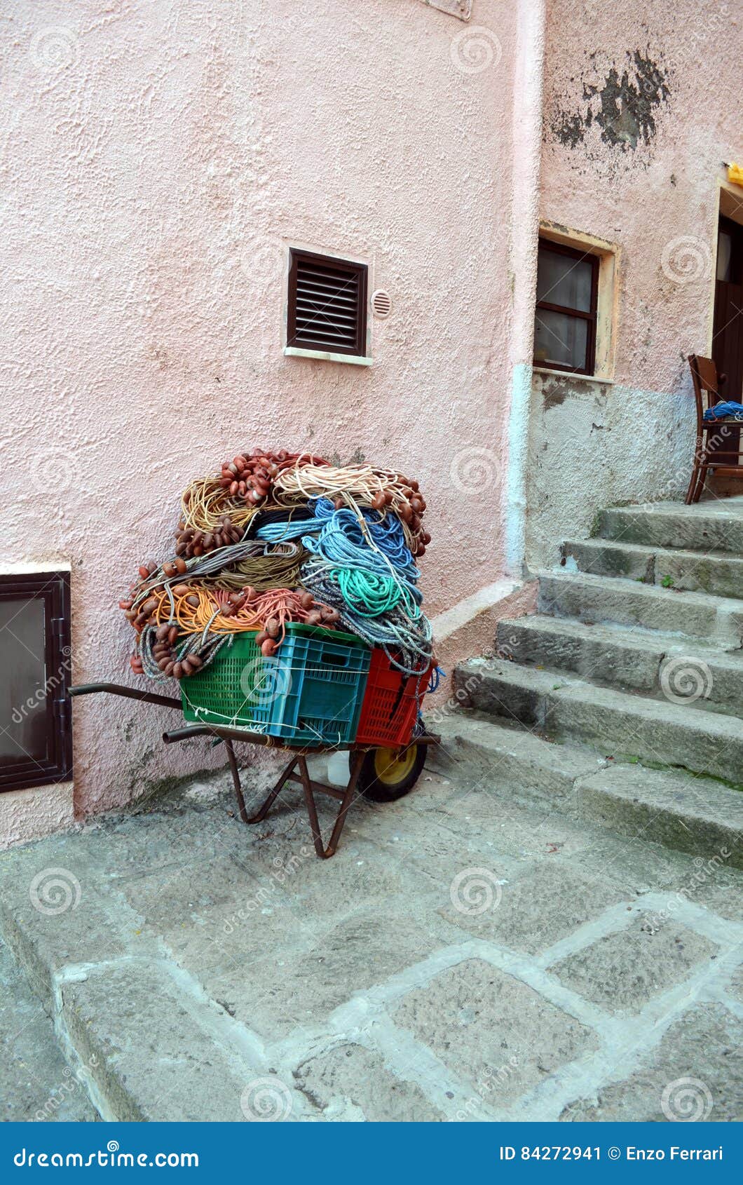Fishing Net in Old Wheelbarrow Stock Image - Image of knot, idyllic ...