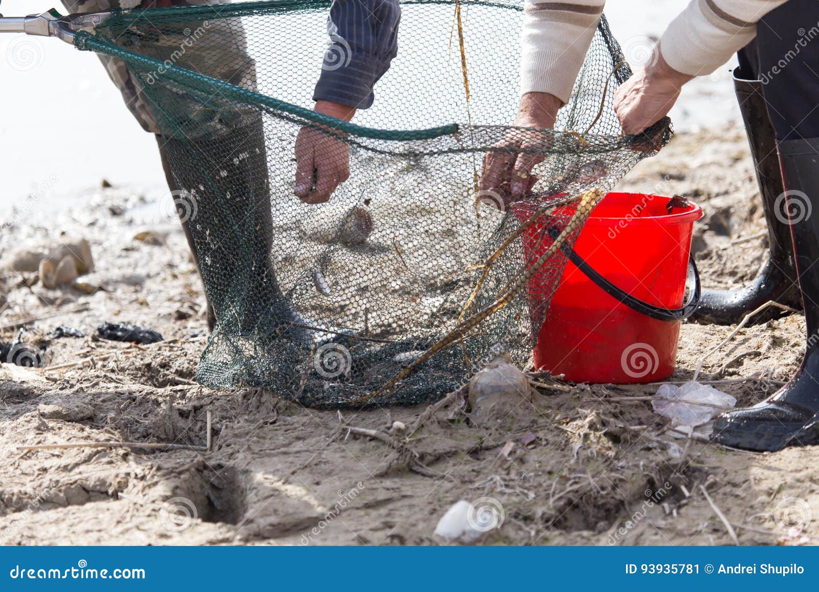 Fishing with a Net in the River Stock Image - Image of cold, clear ...