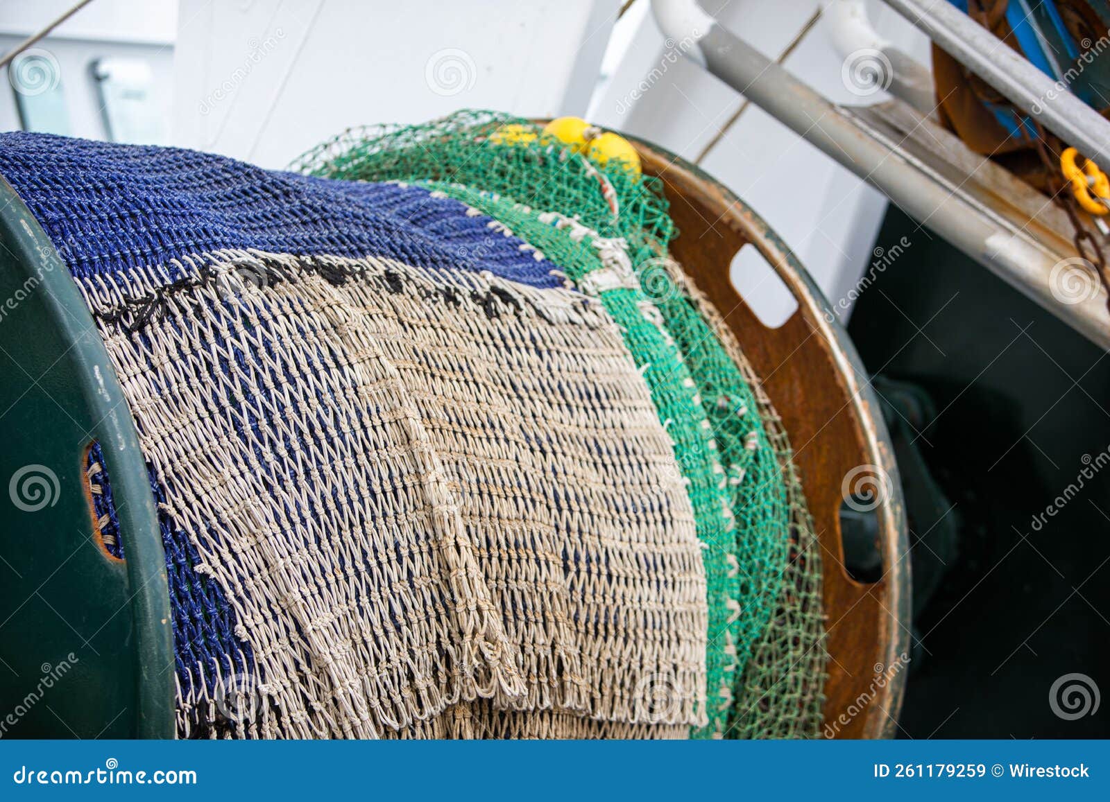 Fishing net on the ship stock image. Image of ship, pattern - 261179259