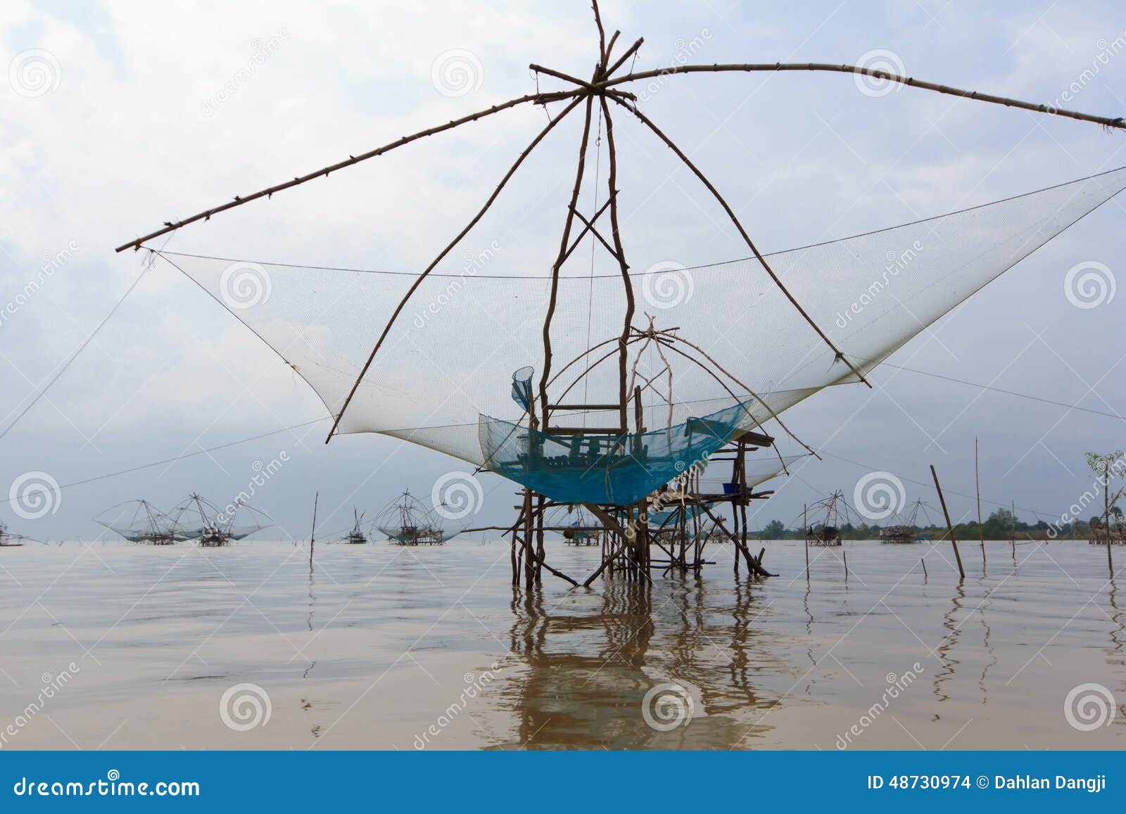 Fishing net stock photo. Image of reflection, evening - 48730974