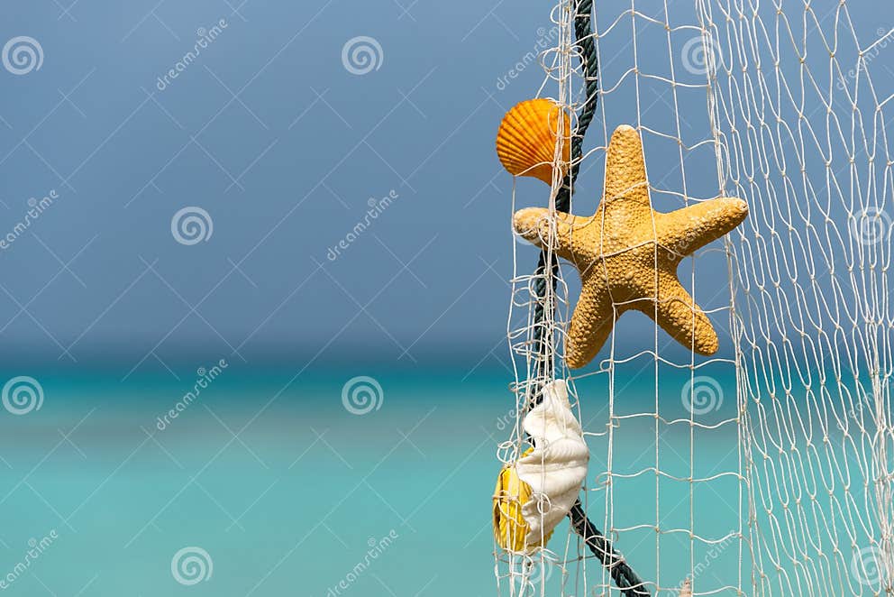 Fishing Net on a Tropical Beach Background Stock Photo - Image of ...