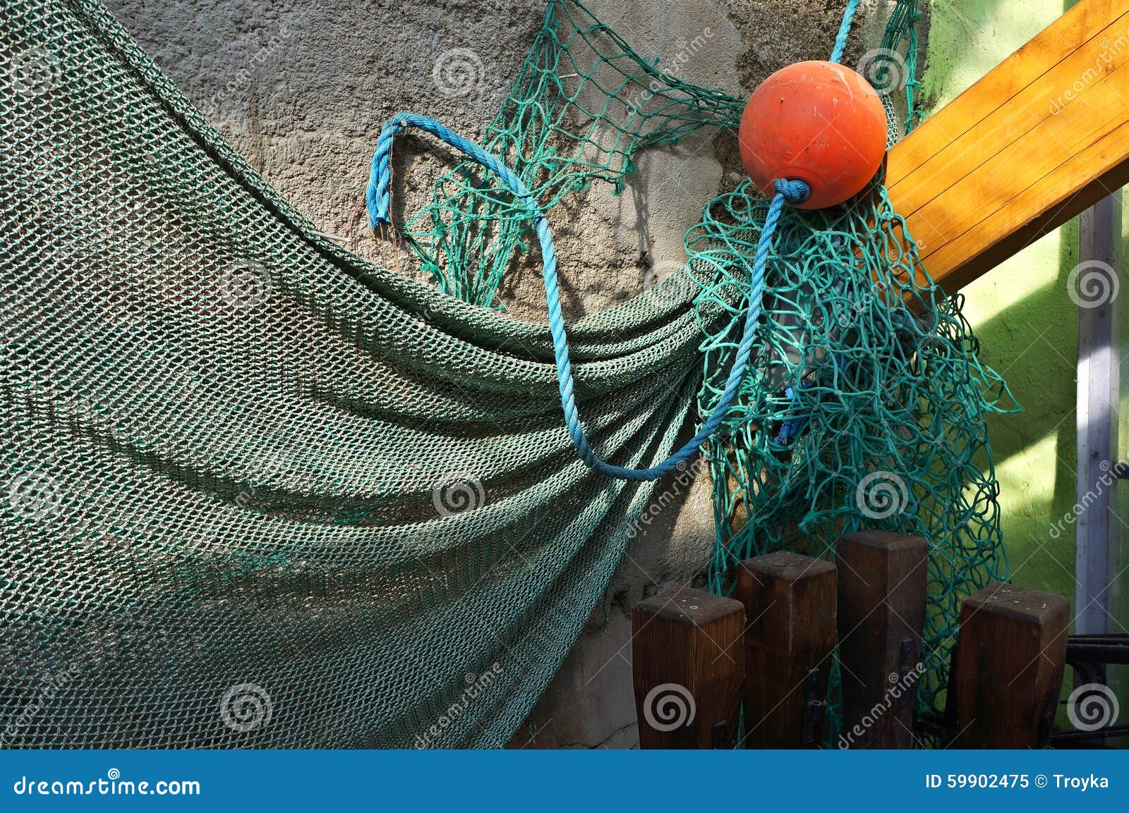 Fishing net on a wall. stock image. Image of fishing - 59902475