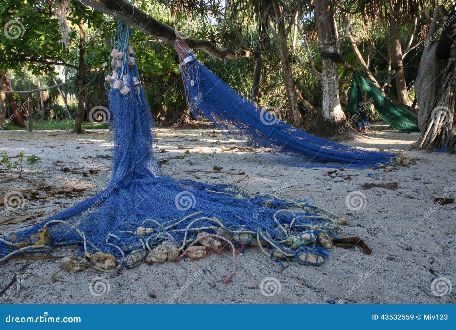 Fishing nets stock image. Image of hanging, drying, blue - 43532559