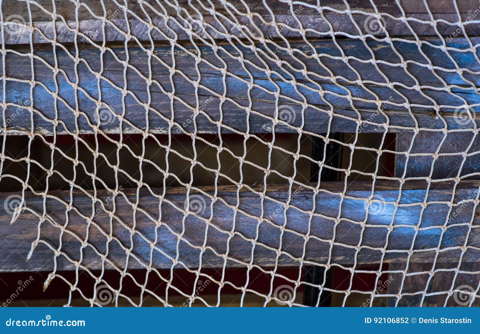 Fishing Nets on Blue, Grey Wooden Background Stock Photo - Image of ...