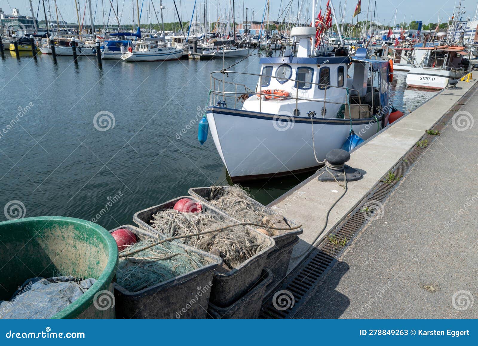 Fishing Nets are in Containers Next To the Fishing Boat Stock Image ...