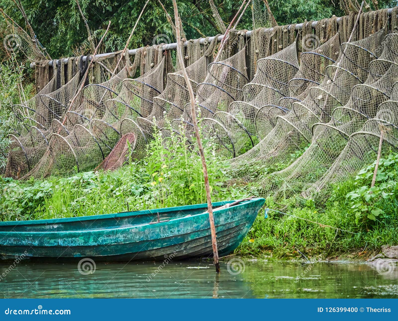 Fishing Nets in the Danube Delta Stock Photo - Image of delta, close ...