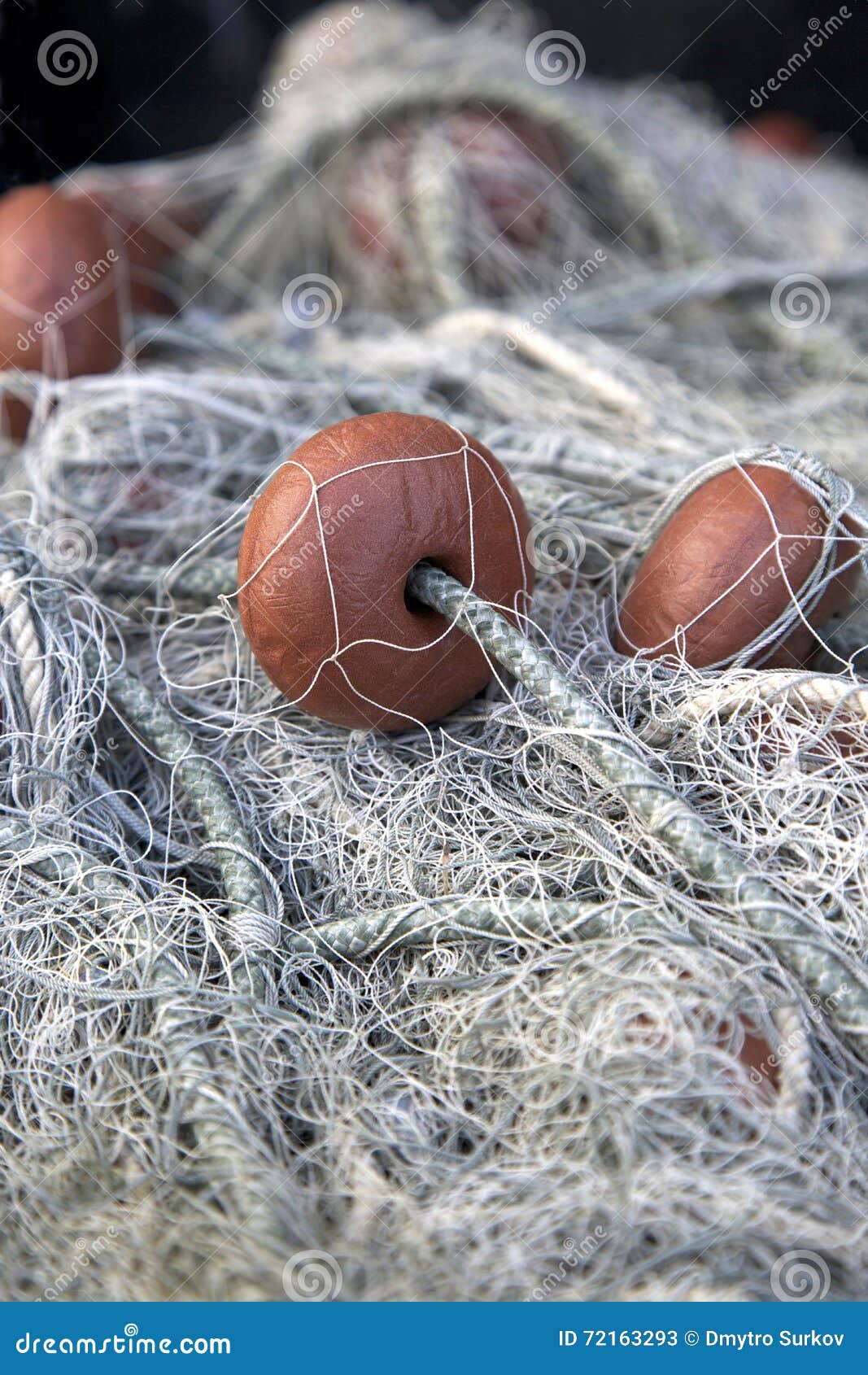 Fishing nets and floats stock image. Image of outside - 72163293