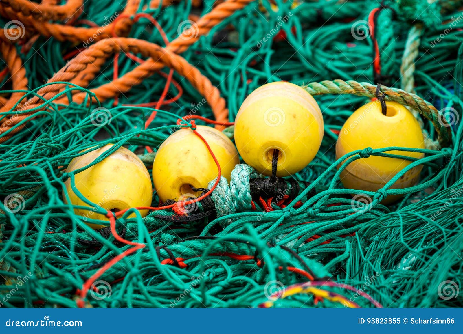 Fishing nets and floats stock image. Image of fishery - 93823855