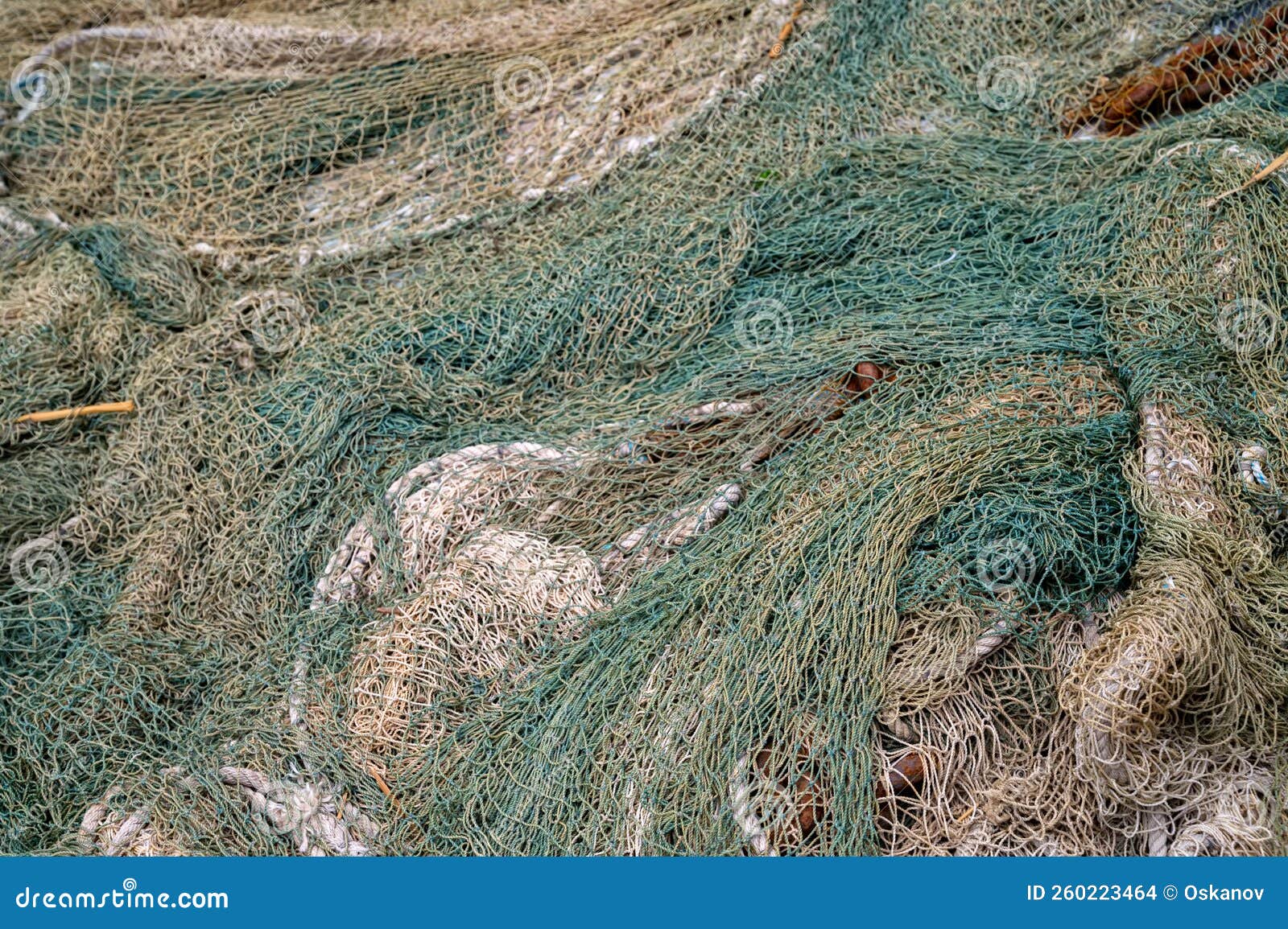Fishing Nets on the Ground. Big Green Fishing Net Stock Photo - Image ...