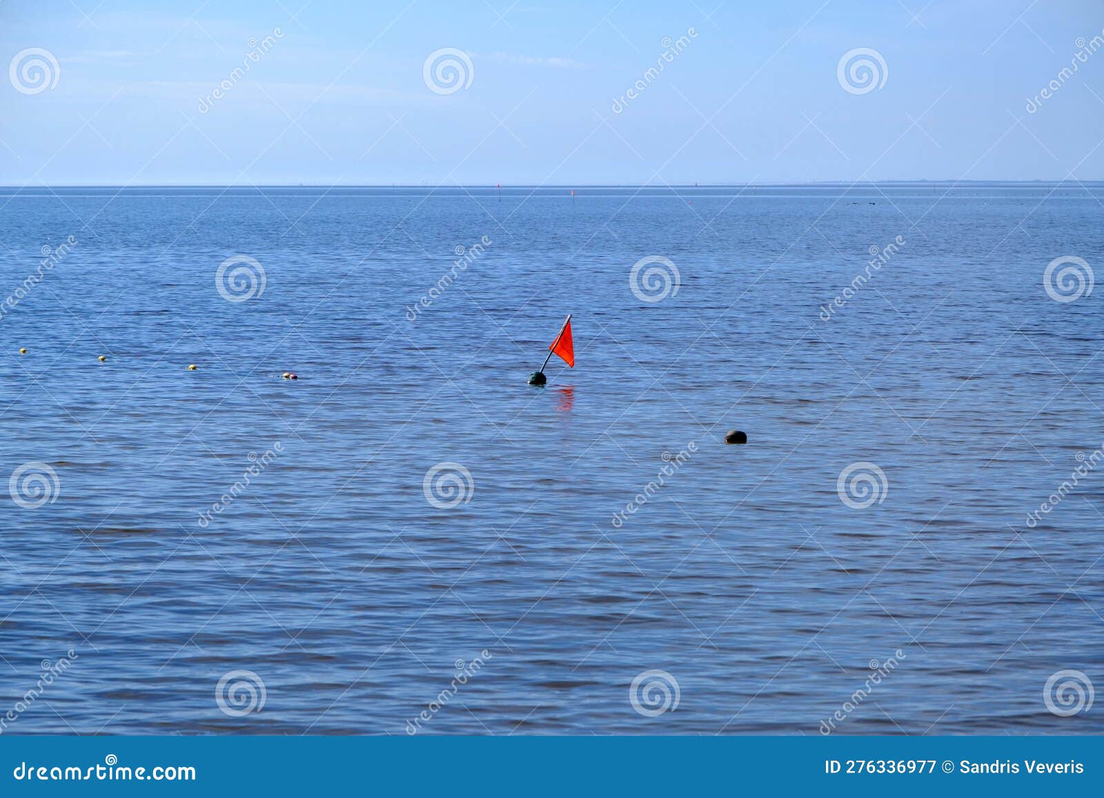 Fishing Nets Have Marker Flags for Easier Spotting. Baltic Sea Stock ...