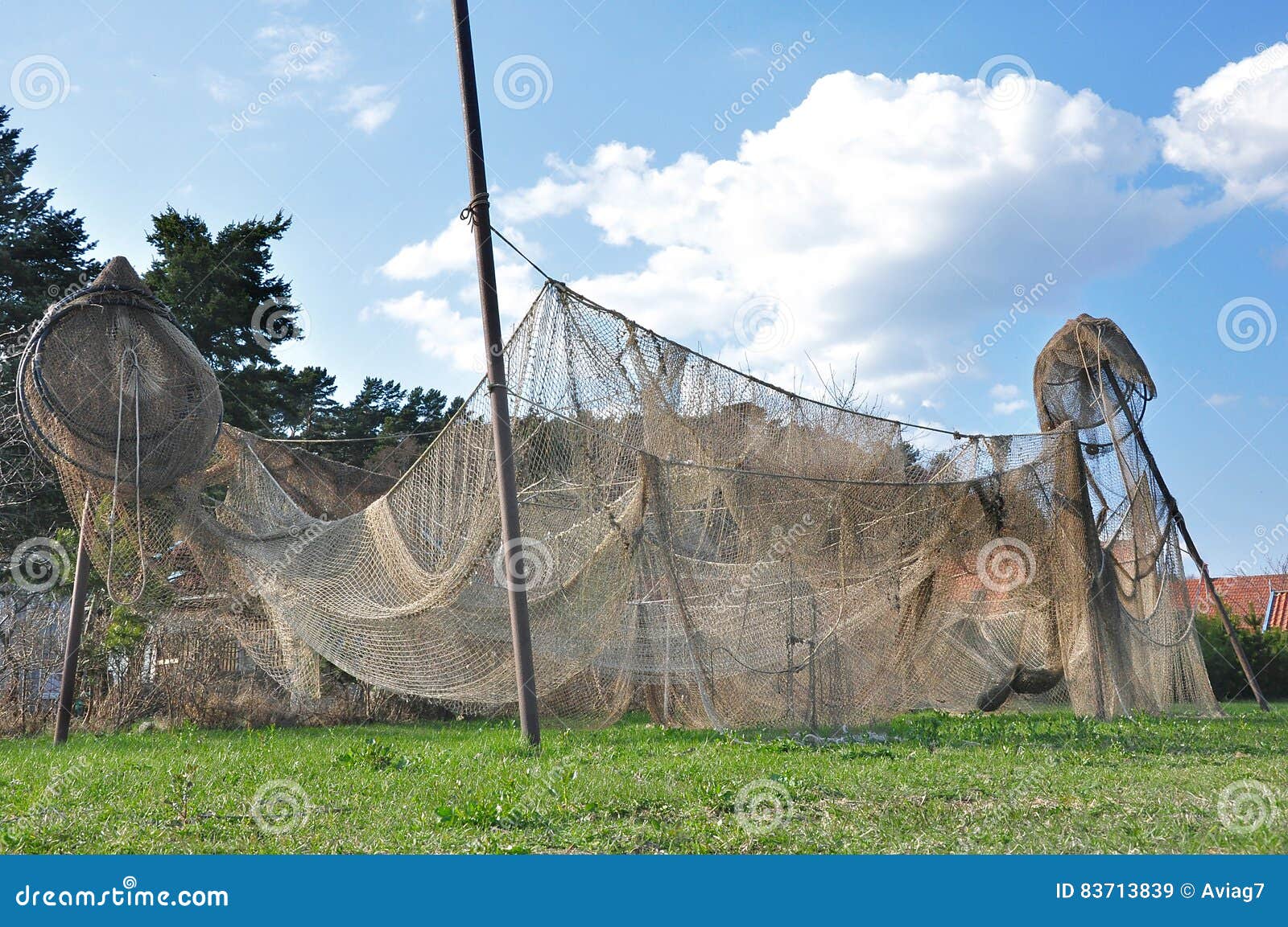 Fishing Nets are Hung Up for Drying Stock Image - Image of ropes ...