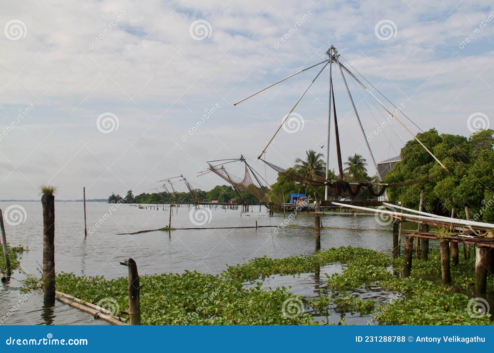 Fishing nets in the lake stock photo. Image of pictured - 231288788