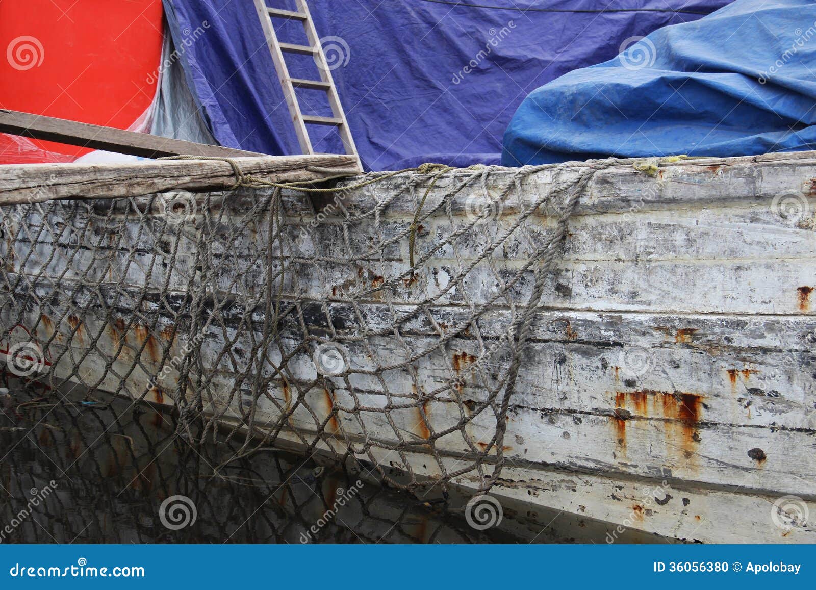 Fishing nets and old ship stock photo. Image of genoa - 36056380