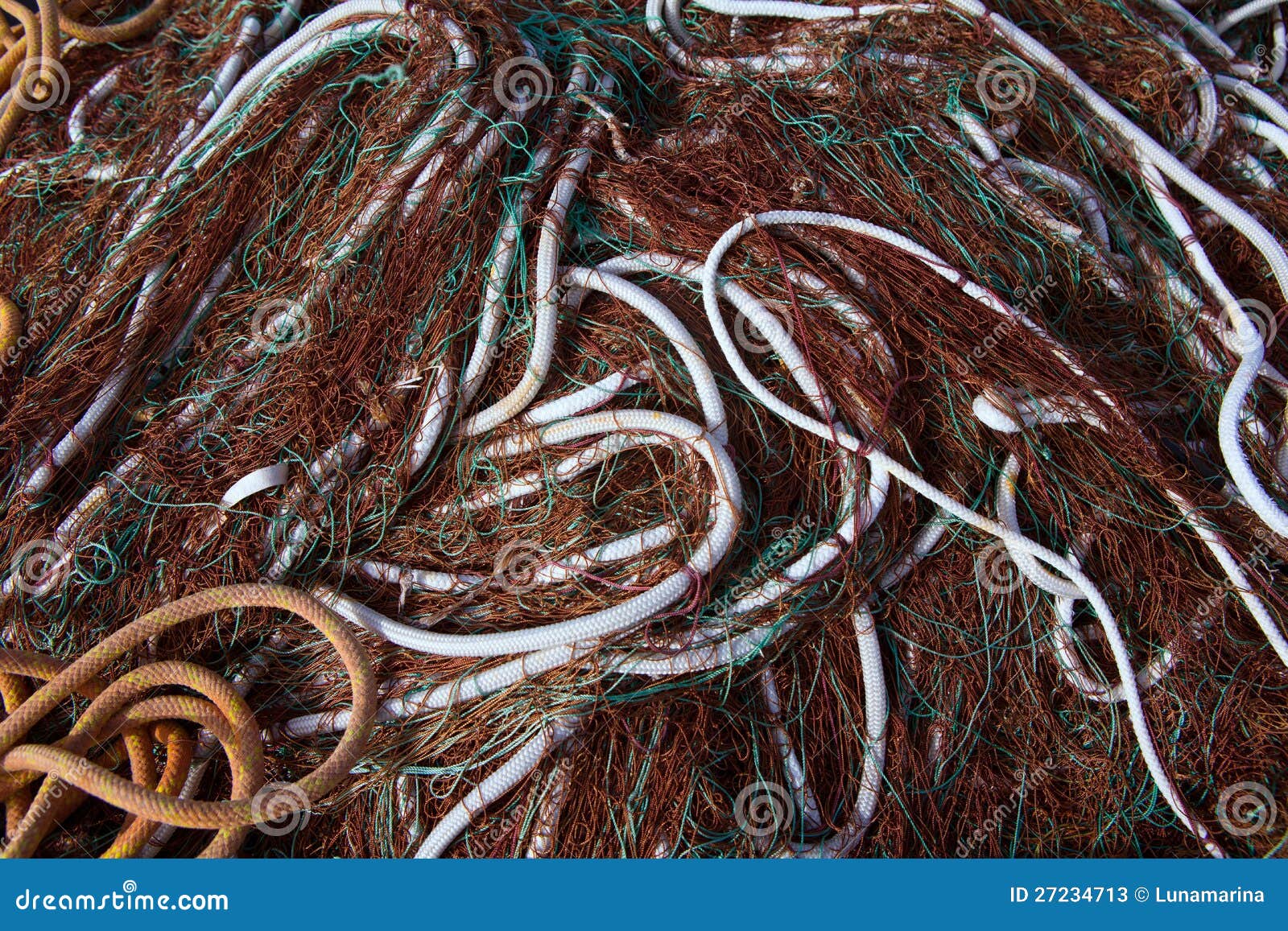 Fishing Nets Pattern Mess Stacked at Port Stock Image - Image of coast ...