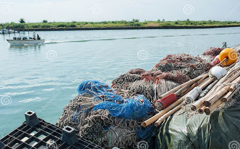 Fishing Nets Piled in a Row Stock Image - Image of nylon, outdoor: 76285987