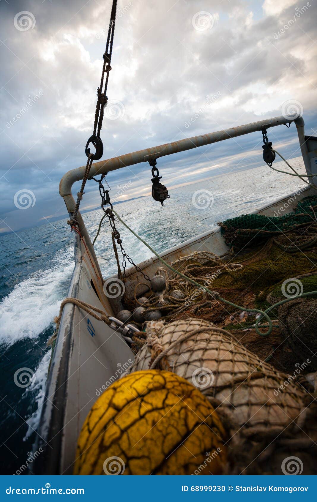 Fishing Nets and Rigging at the Stern of a Fishing Vessel Stock Photo ...