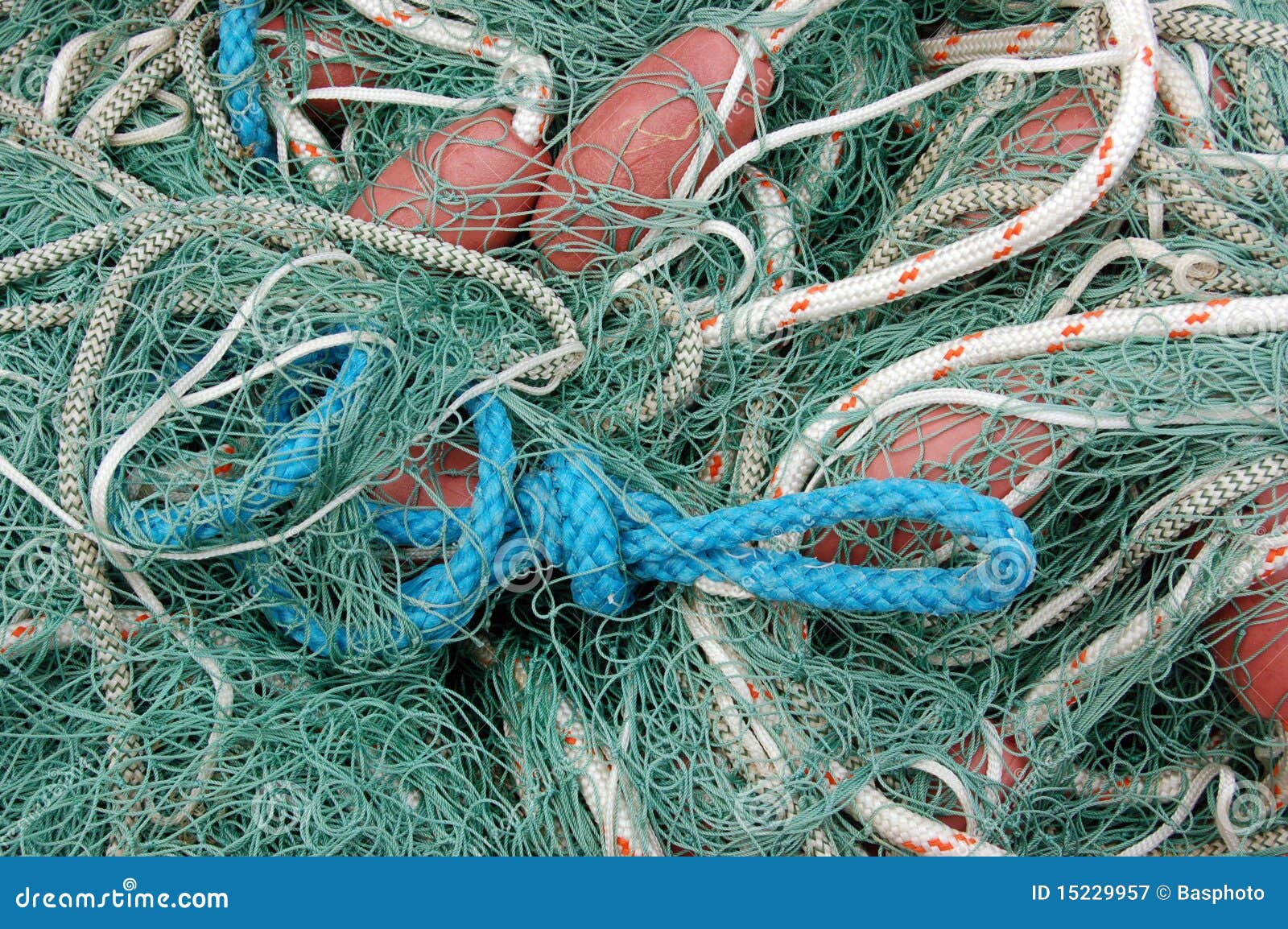 Fishing nets and rope stock image. Image of float, seaside - 15229957