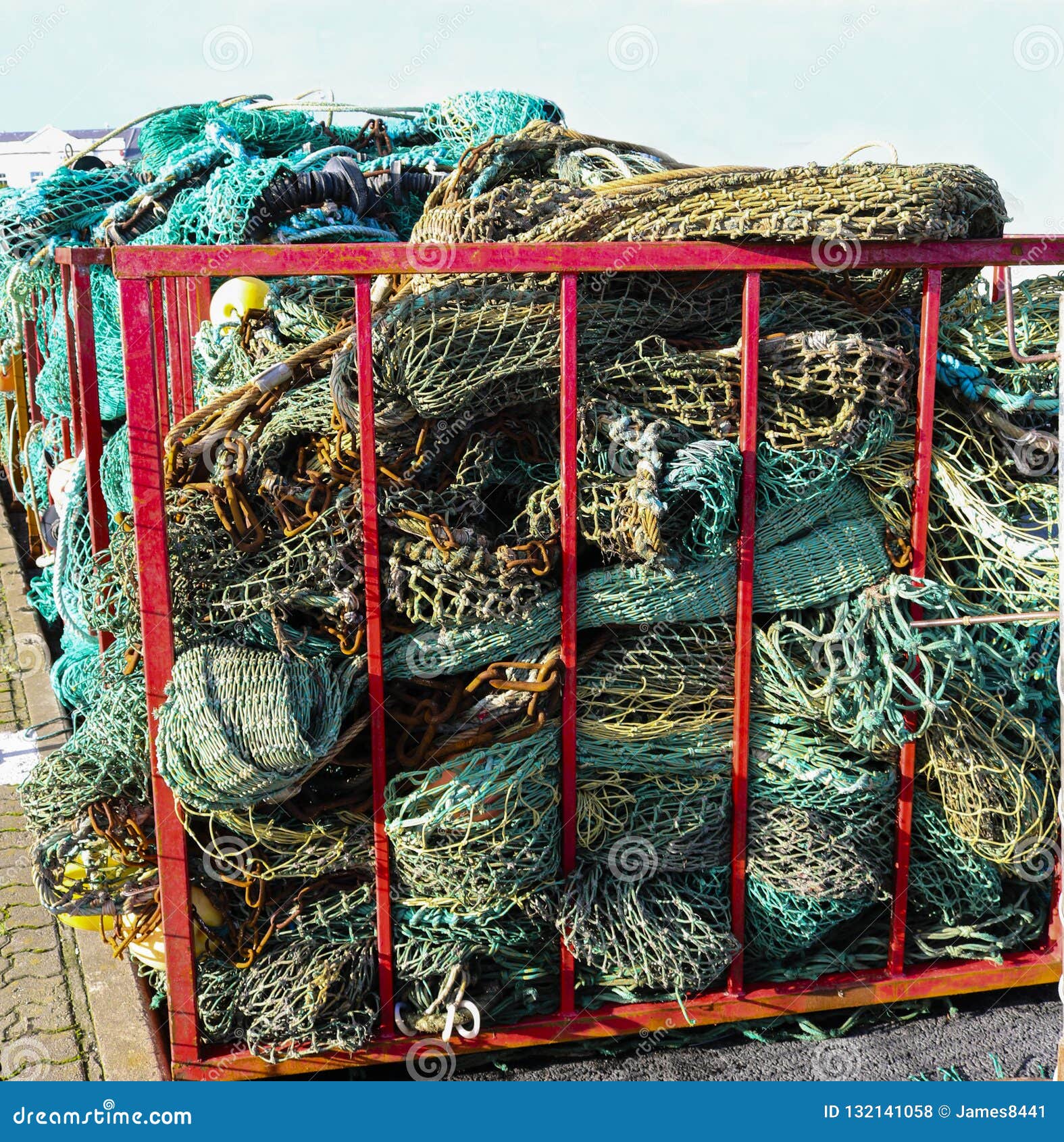 Fishing nets stock photo. Image of cargo, green, clothing - 132141058