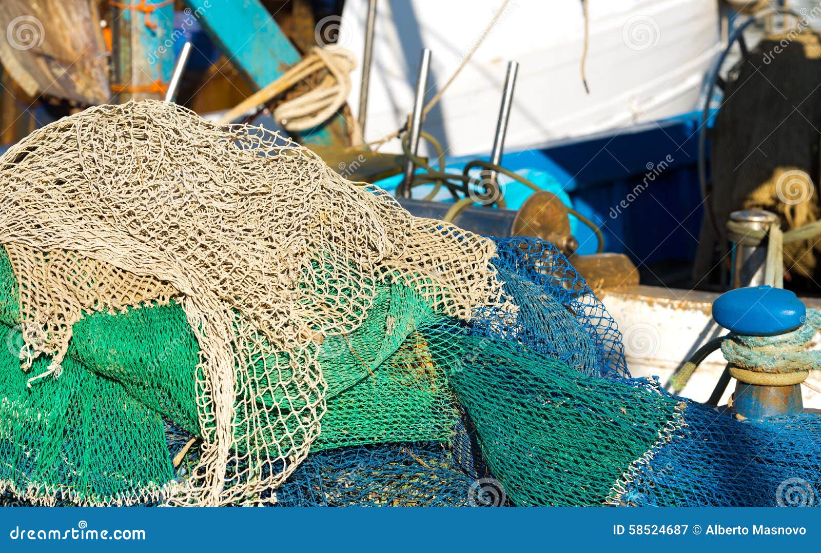 Fishing Nets and Ropes on the Pier Stock Image - Image of pier, rope ...
