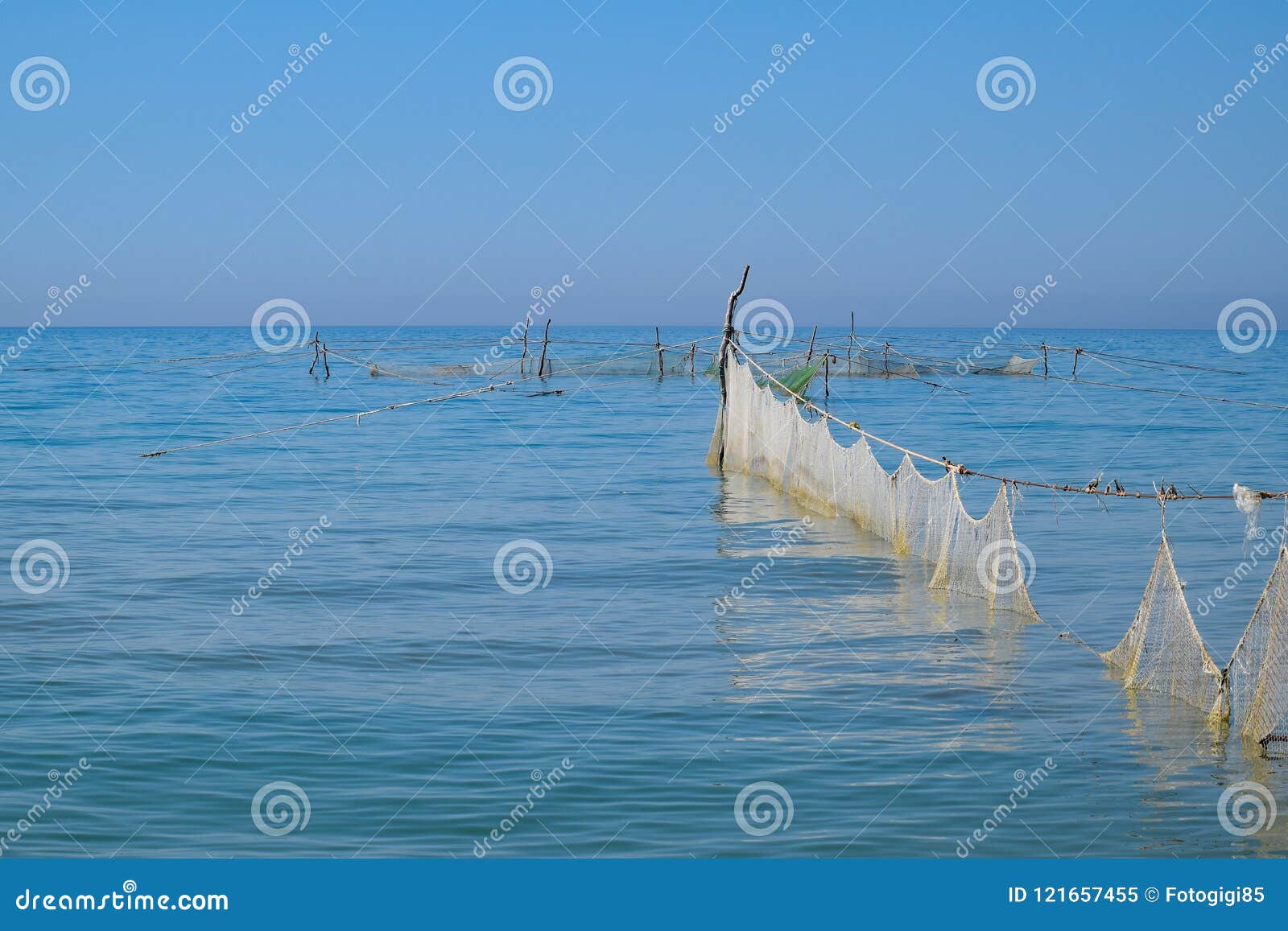Fishing Nets Set in the Sea. Fishing Nets Stock Image - Image of lake ...