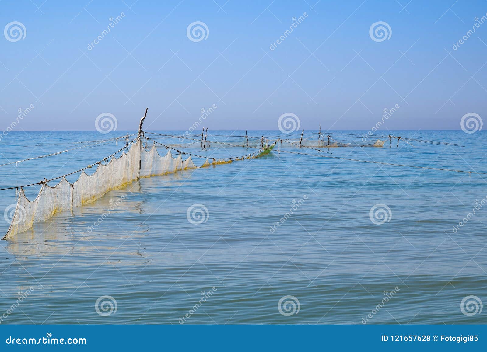 Fishing Nets Set in the Sea. Fishing Nets Stock Photo - Image of ...