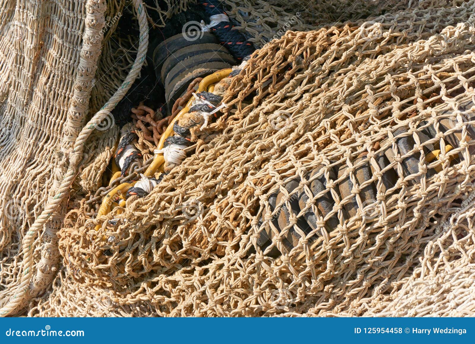 Fishing Nets on a Fishing Ship Drying in the Sun Stock Photo - Image of ...