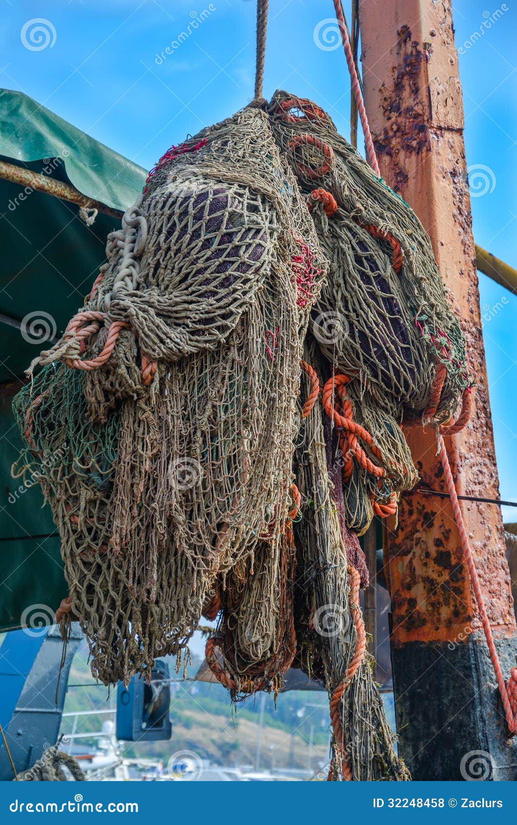 Fishing nets of the ship stock photo. Image of fishing - 32248458