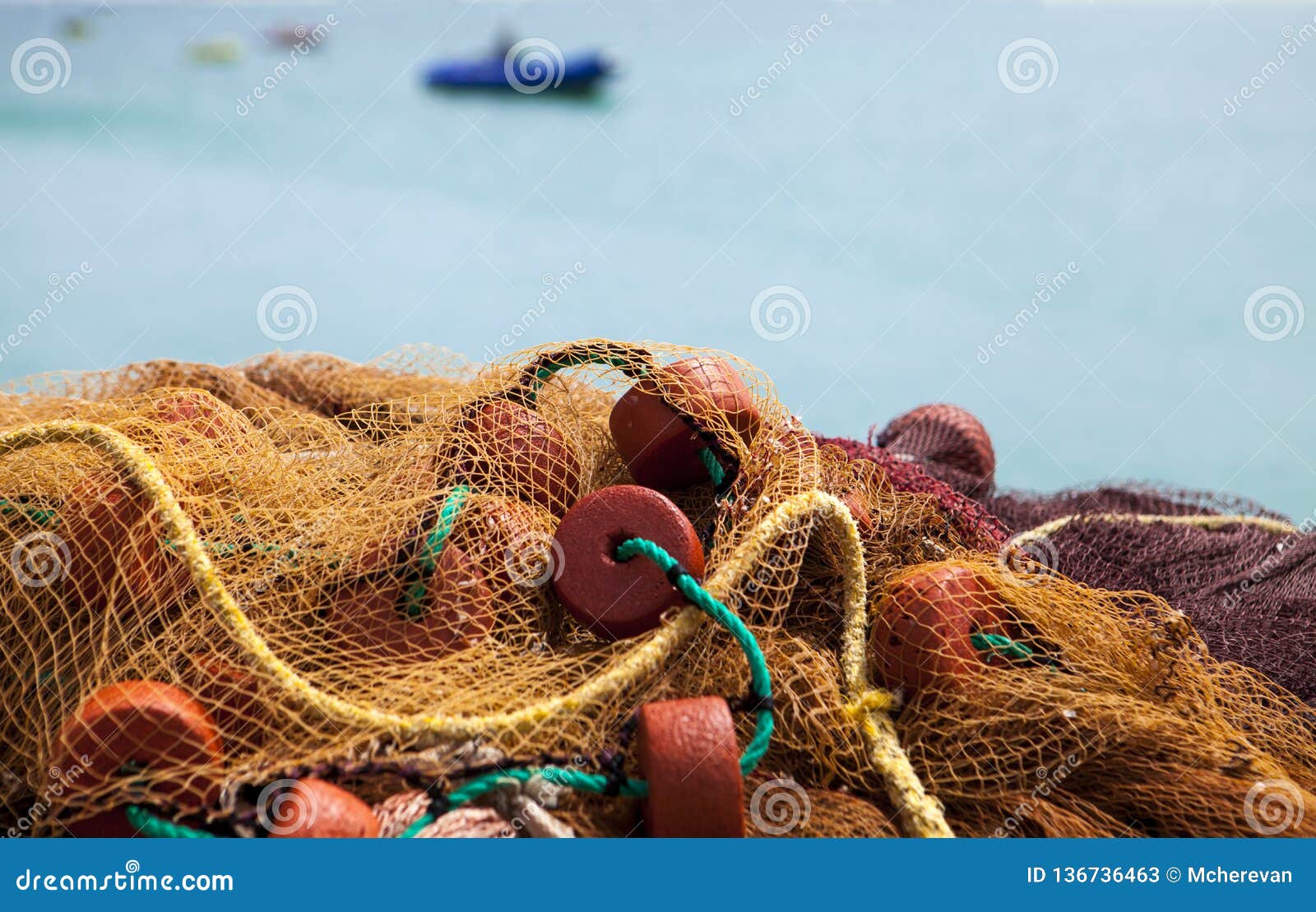 Fishing Nets on the Shore. Nets Waiting To Catch Stock Image - Image of ...