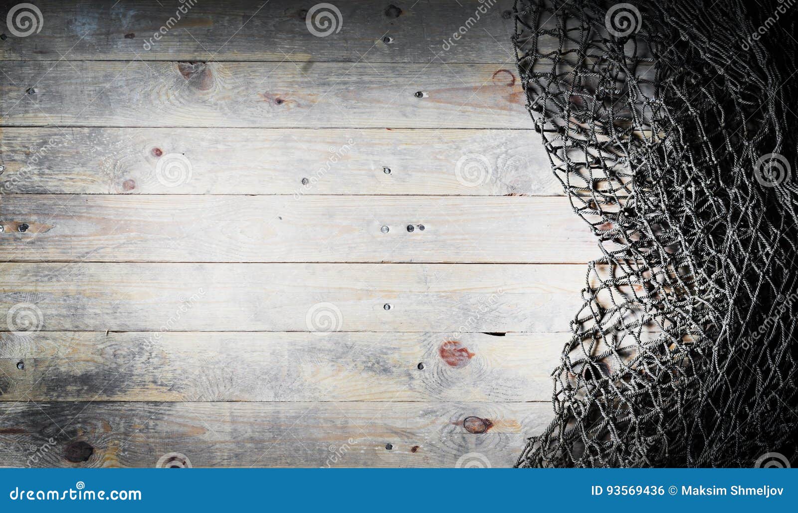 Fishing Nets Still-life on the Wooden Background. Stock Photo - Image ...