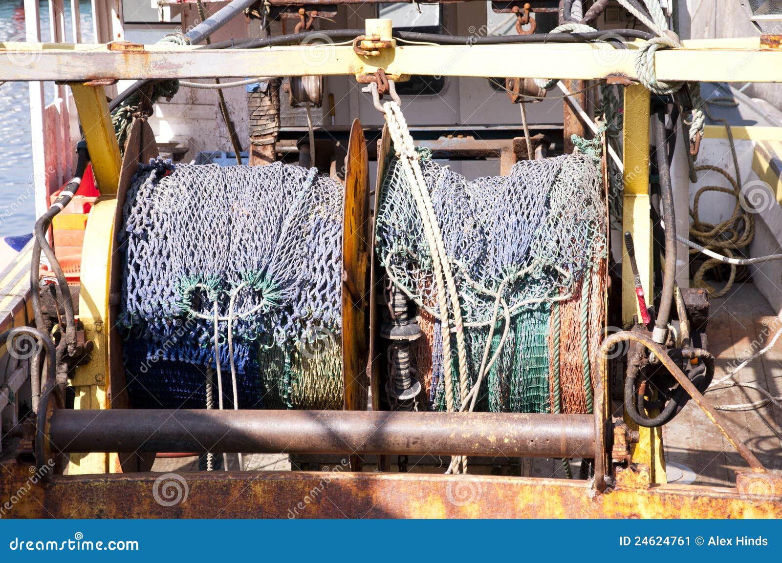 Fishing nets on trawler. stock image. Image of boat, industry - 24624761