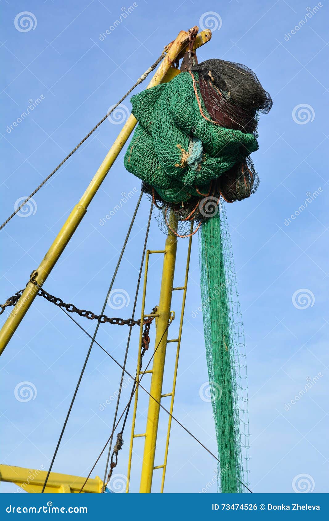 Fishing Nets on a Trawler Against Blue Sky Stock Photo - Image of nets ...