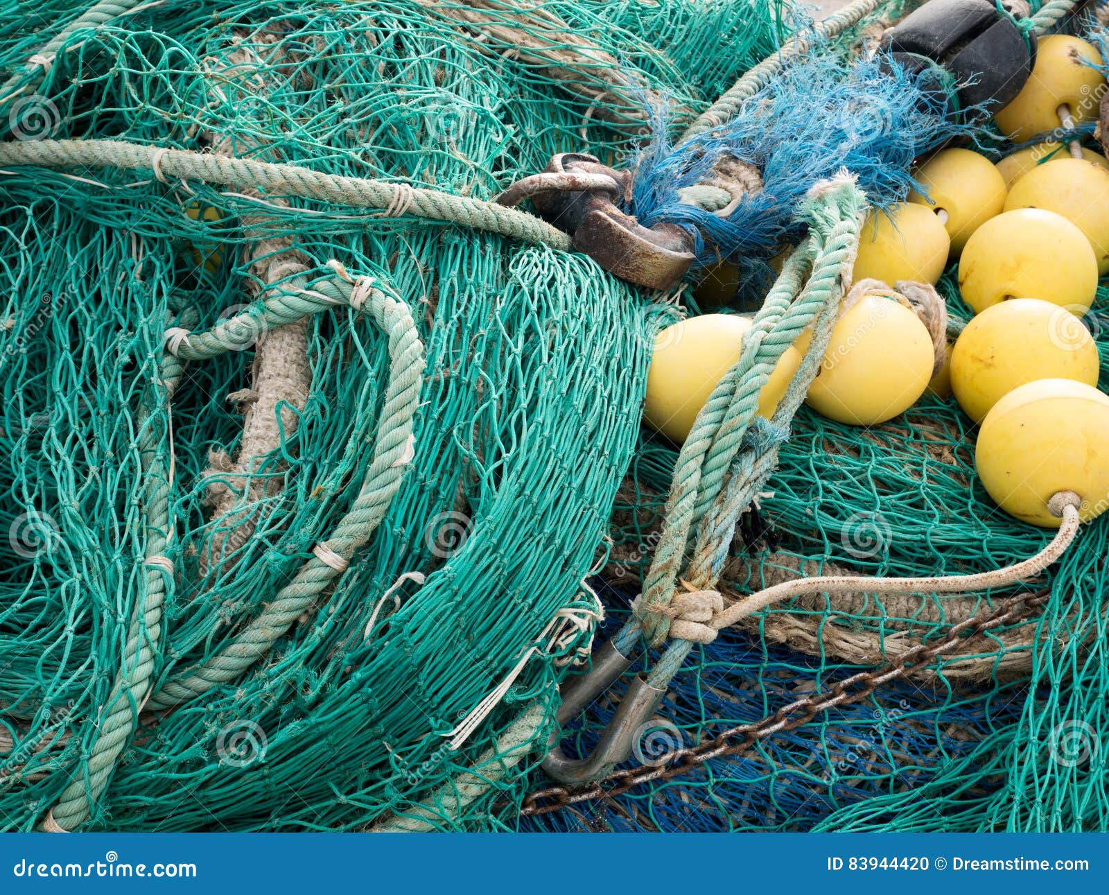 Fishing Nets with Yellow Floaters Stock Photo - Image of fish, floaters ...