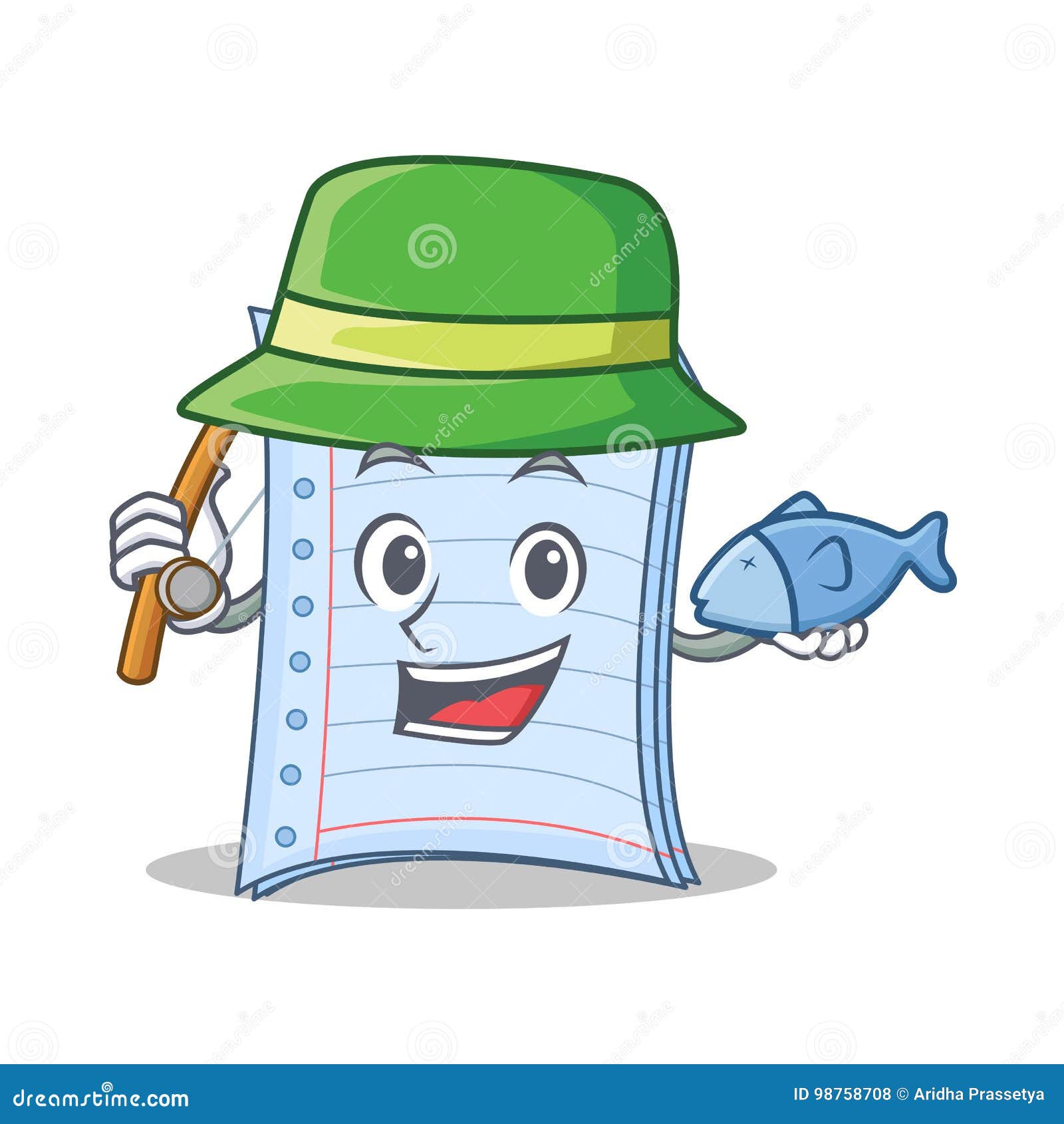Fishing Notebook Character Cartoon Design Stock Vector - Illustration ...