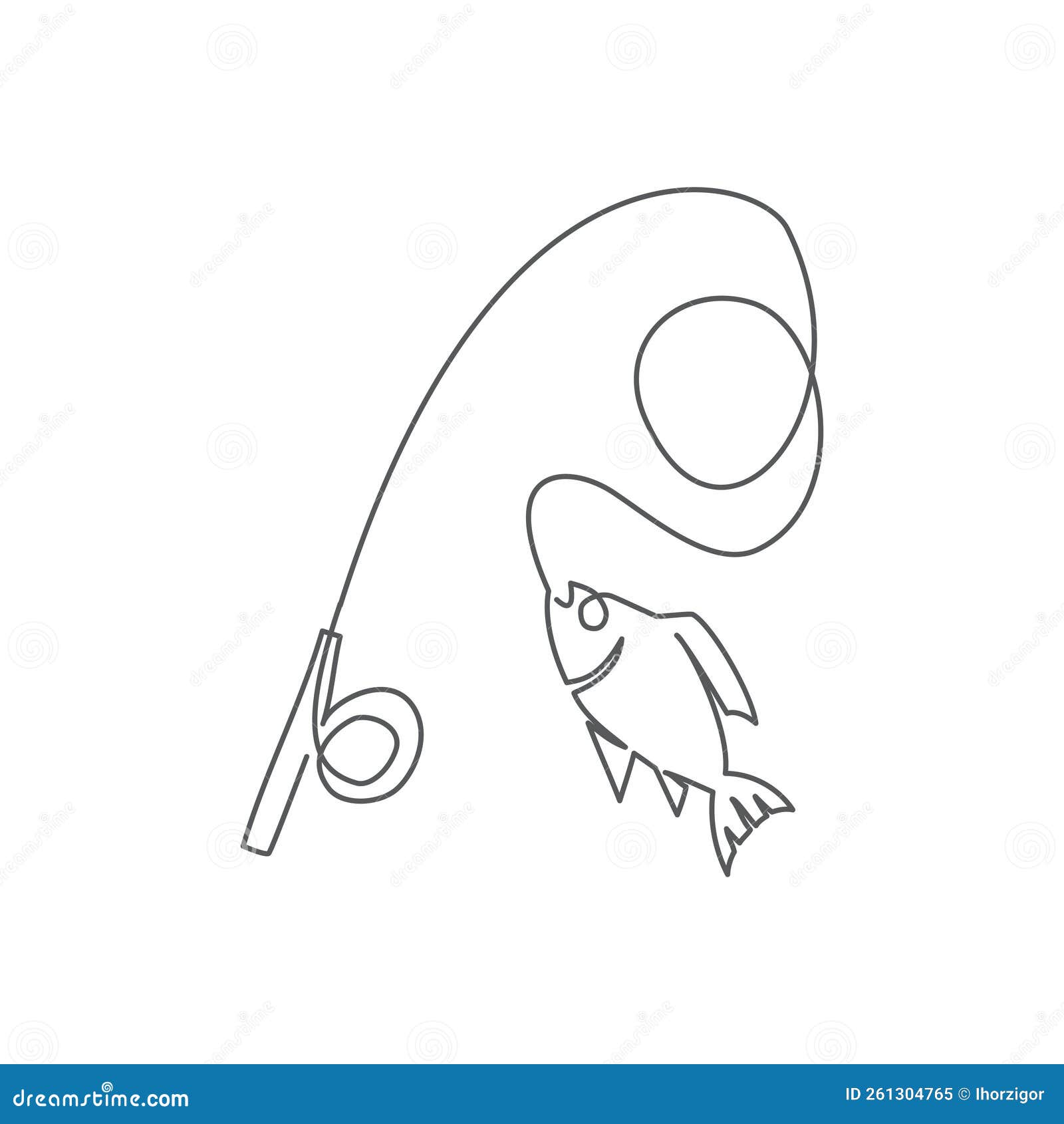 Fishing One Line Drawing on White Background Stock Vector ...