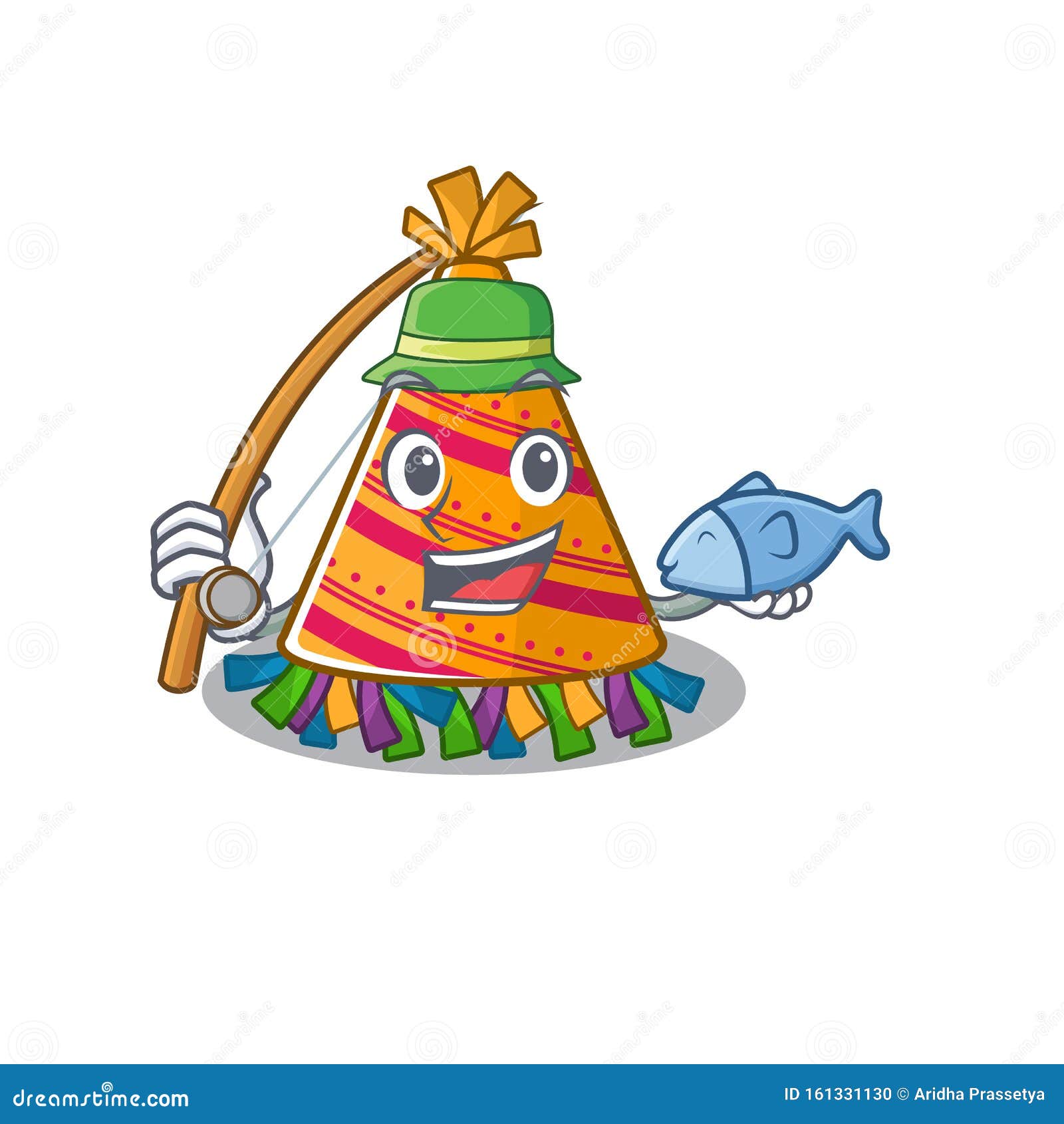 Fishing Party Hat Cartoon with Character Shape Stock Vector ...