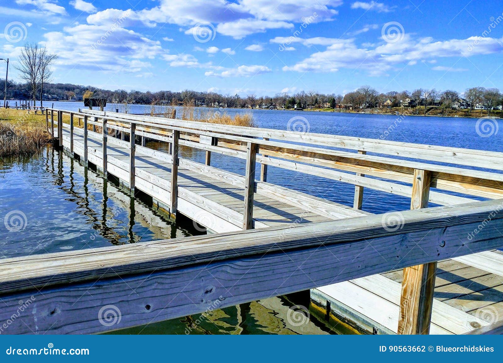 Fishing Pier Overlooking the Lake Stock Photo - Image of park, clear ...