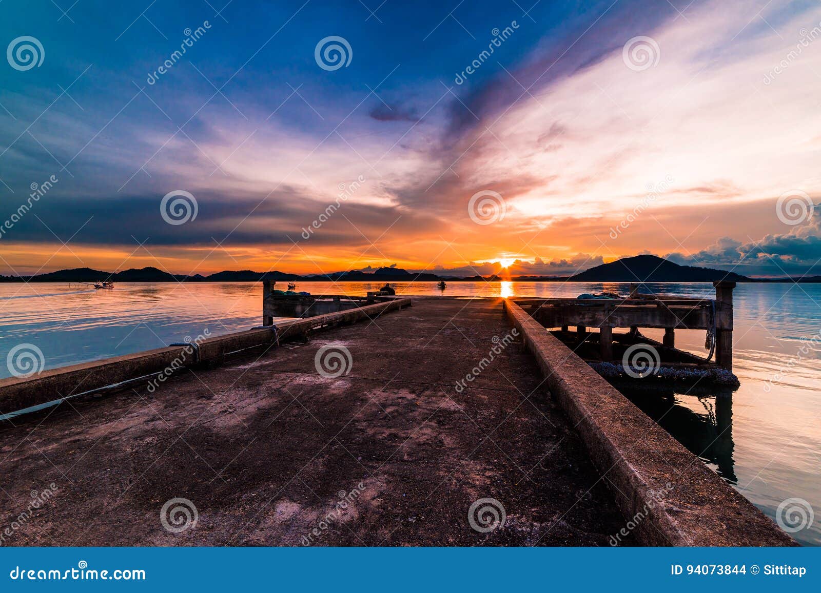 Fishing Piers and Docks in the Evening. Stock Photo - Image of beach ...