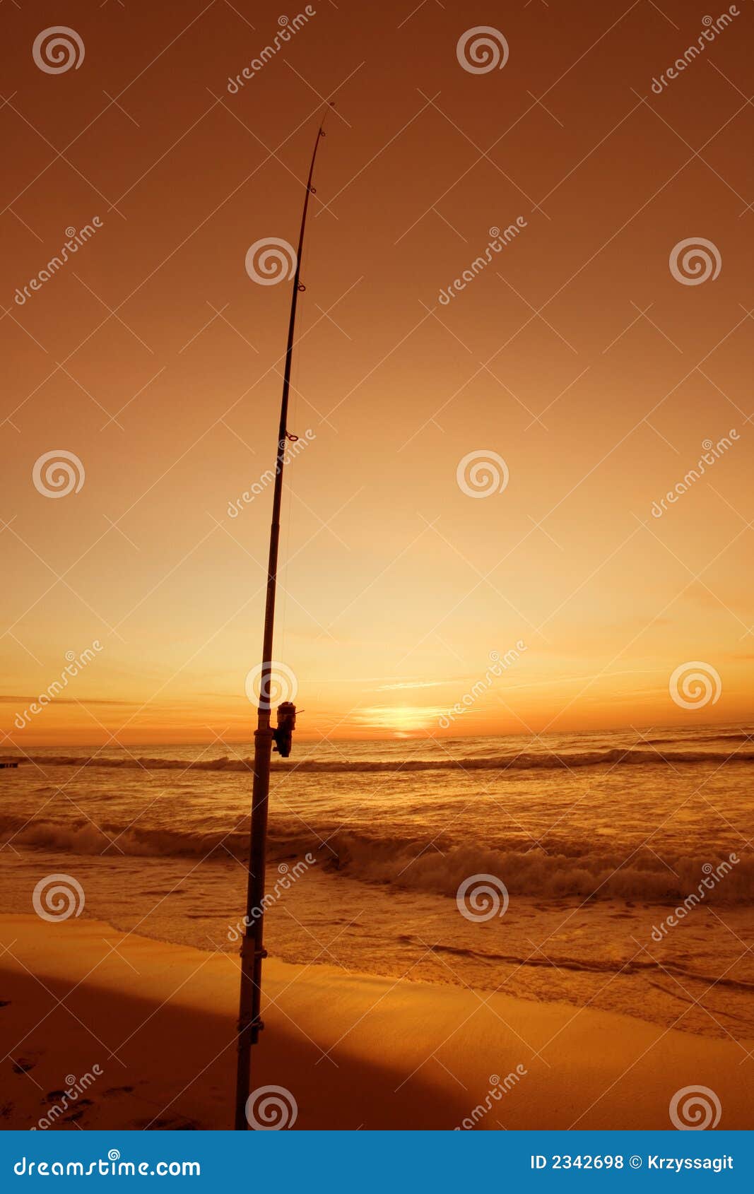 Fishing Pole Standing Upright In Holder In The Sand On Fire Island New ...