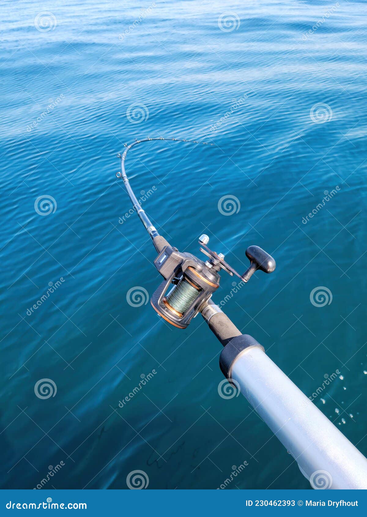 Fishing Pole in Blue Lake Water Stock Image - Image of sports, angler ...
