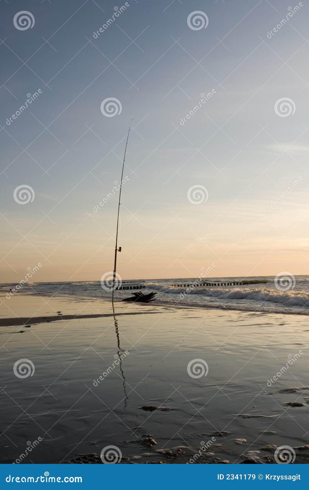 Fishing Pole at Water S Edge Stock Image - Image of waves, pole: 2341179