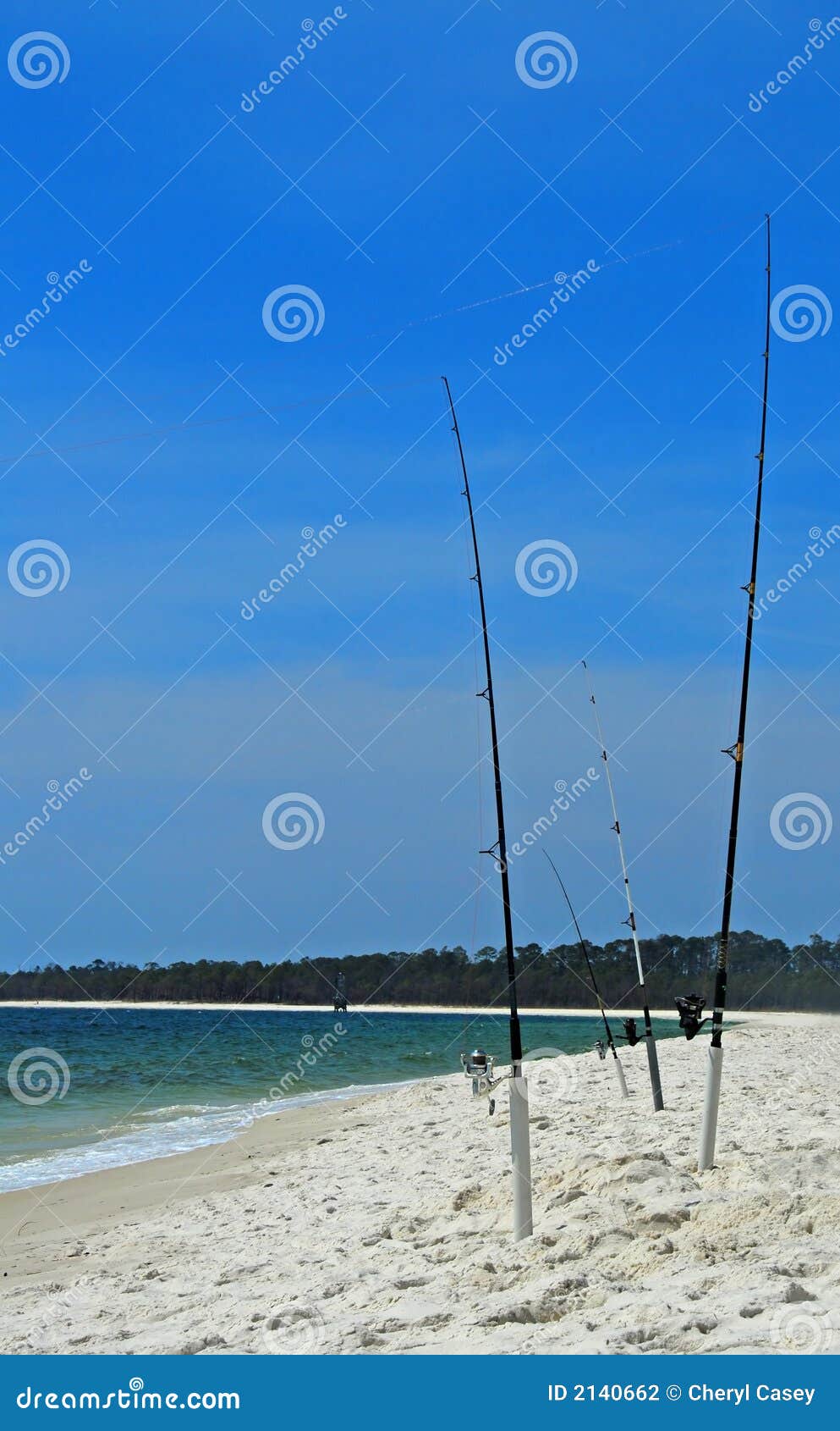 Fishing Poles in Sand stock photo. Image of sand, reel - 2140662