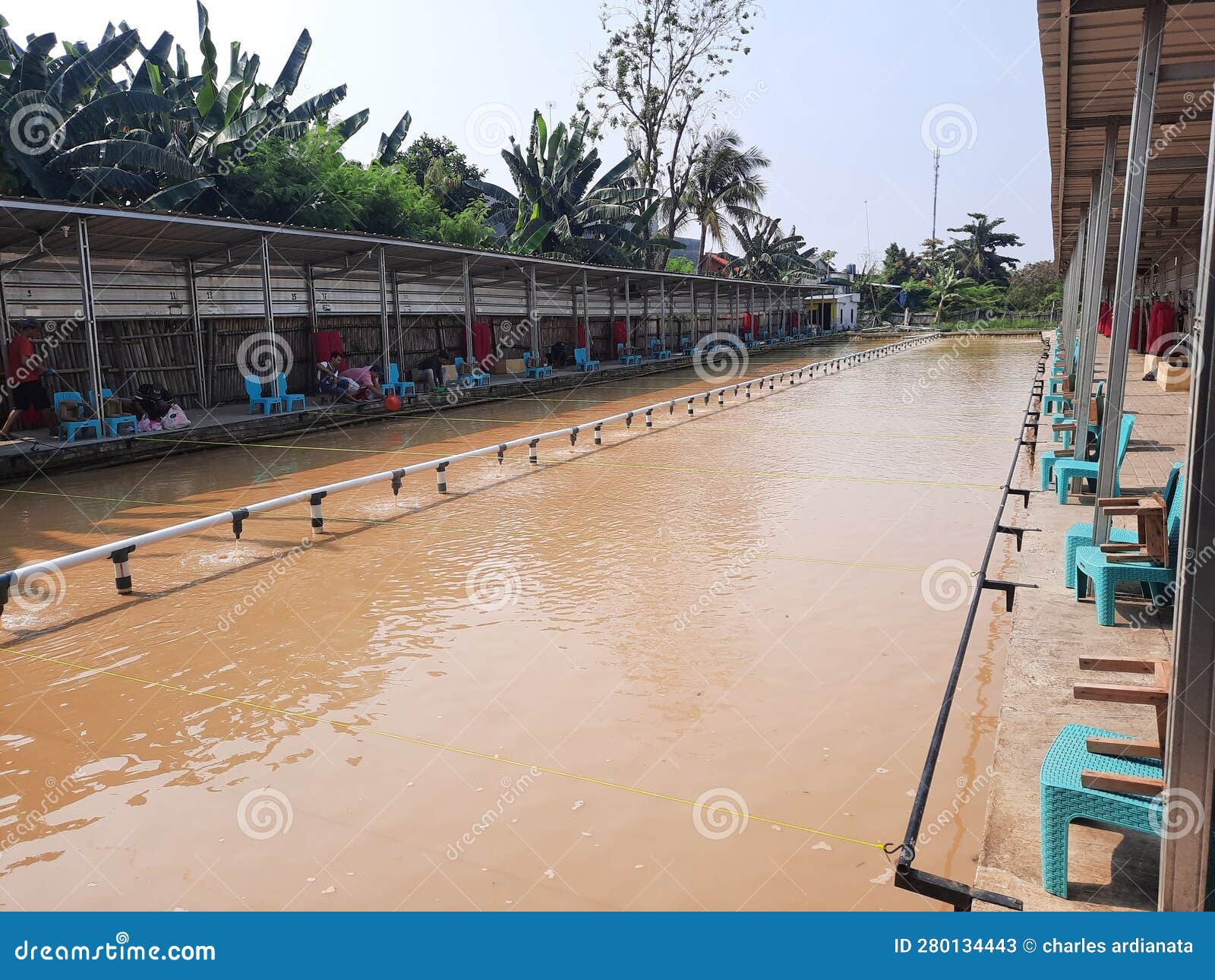 Fishing pool in Jakarta editorial stock photo. Image of water - 280134443