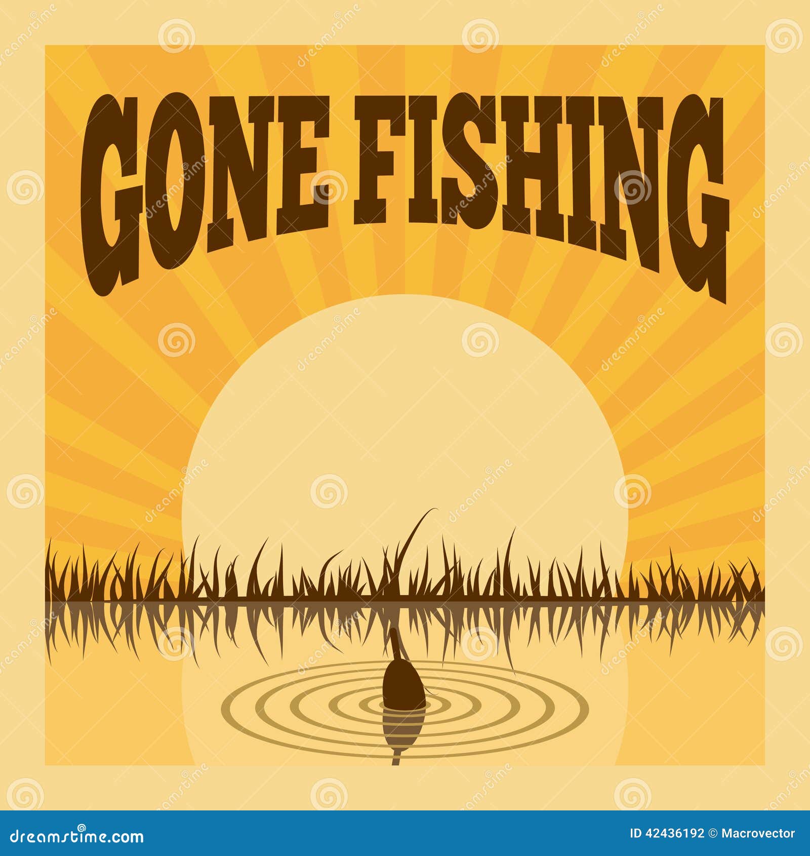 Fishing poster stock vector. Illustration of relaxation - 42436192