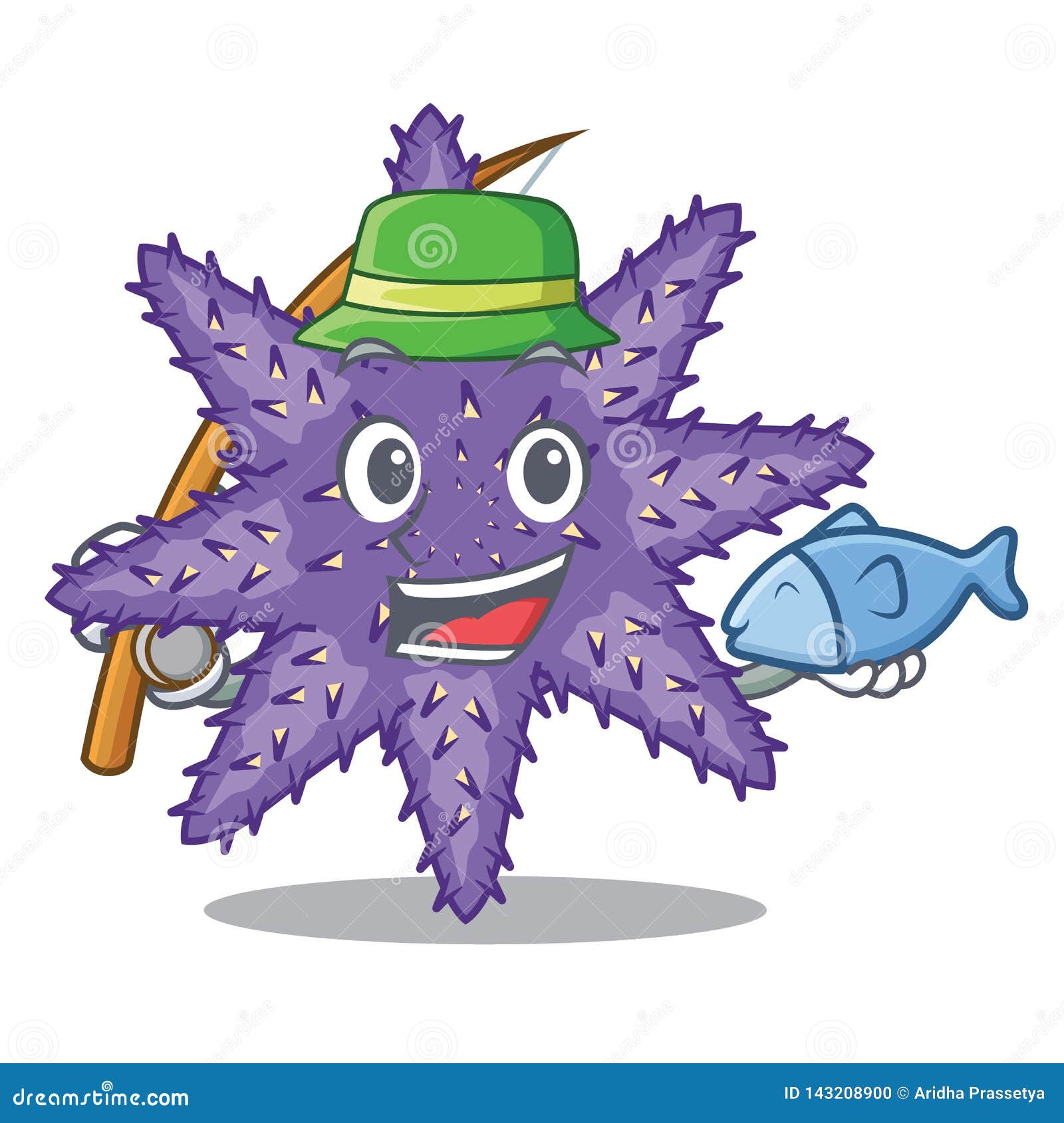 Fishing Purple Starfish in the Character Shape Stock Vector ...