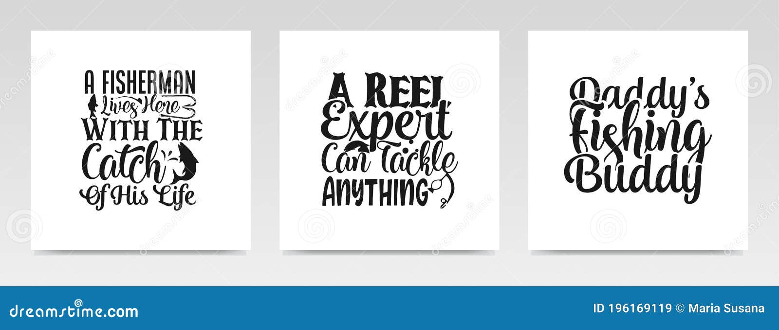 Fishing Quotes Letter Typography Set Illustration Stock Vector ...