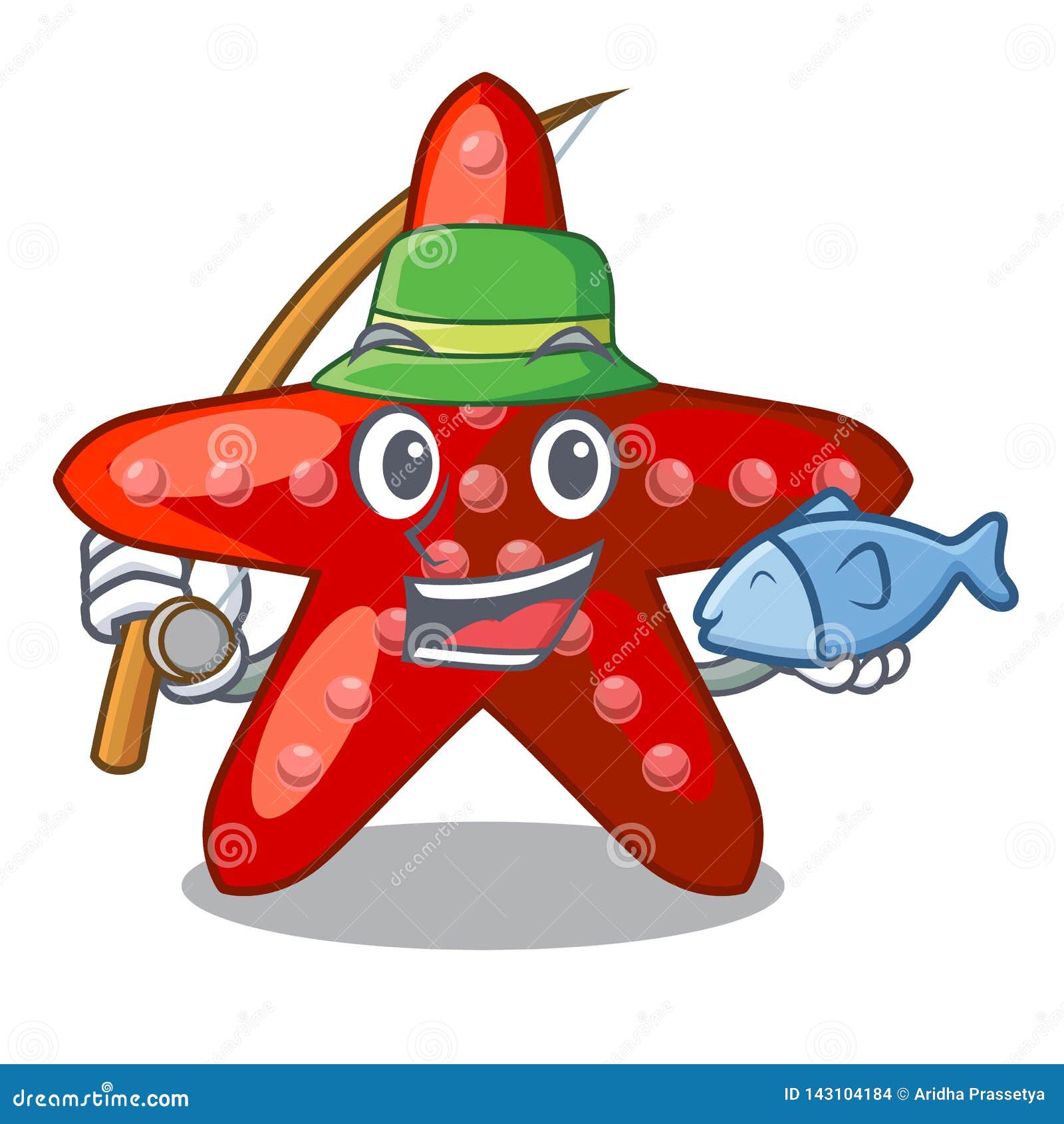 Fishing Red Starfish in the Cartoon Shape Stock Vector - Illustration ...